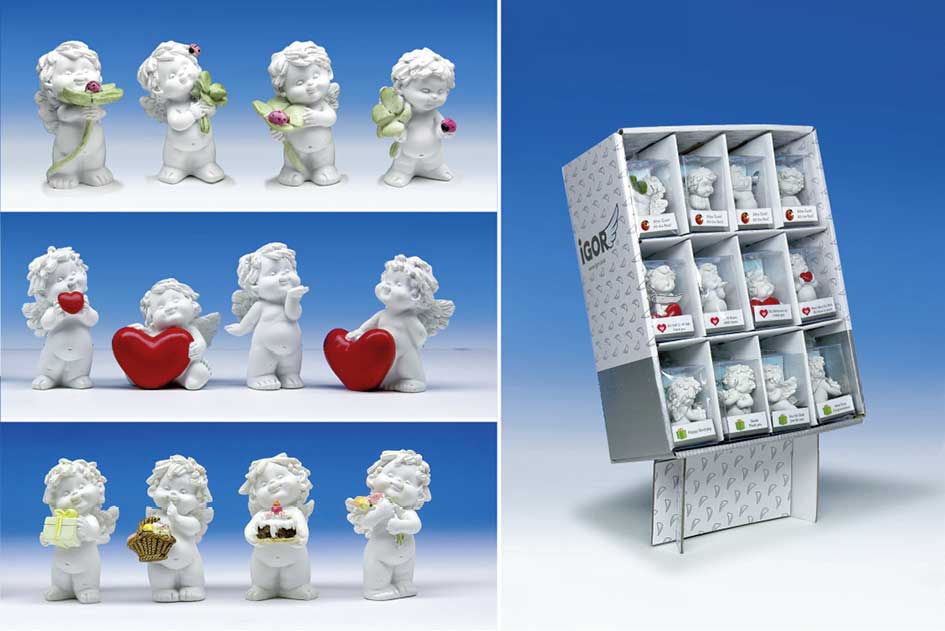 Poly-Engel ''Igor'' mit Botschaft im Display weiß-coloriert sort. H6 ...